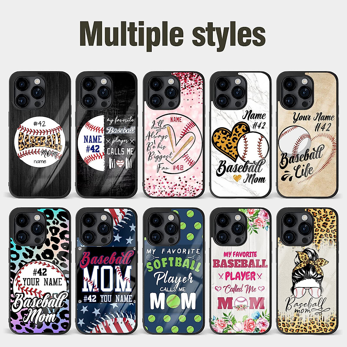 Eomnniofoy Custom Baseball Mom Phone Cases for Samsung Galaxy S10 S20 S21 S22 S23 S24 S25 Ultra Plus FE Edge | for iPhone Moto for Pixel, My Favorite Player Call Me Mom Gifts for Women Girls
