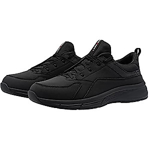 LARNMERN Non Slip Work Shoes for Men Fashion Walking Sneakers Kitchen Chef Shoe Waterproof Food Service Restaurant Slip Resistant Comfortable Leather Casual Athletic Tennis Shoes/10.5/Black