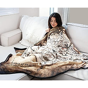 The Elder Scrolls Province of Skyrim Map Plush Throw Blanket |Soft Fleece Blanket, Cozy Sherpa Cover For Sofa And Bed| 45 x 60 Inches