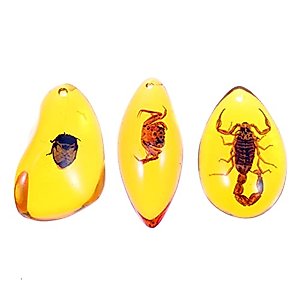 ULTNICE 3pcs Amber Insect Specimens Pendants Amber Fossil Insect Artificial Amber Insect Specimen Pendant Scorpions Insects Amber Stone Ornament for Necklace