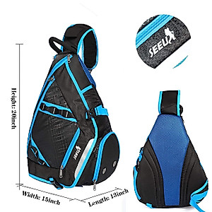 SEEU Large Sling Bag Backpack with Shoe Pocket, 32L Multi-Pocket Gym Bag (Blue)