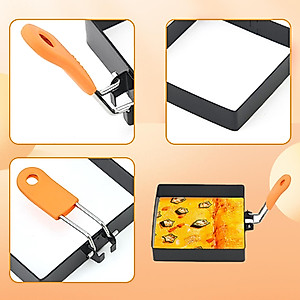 Egg Muffins Omelet Maker, Egg Shaper, Egg Ring 2Pcs 4 Inch Square Egg Rings for Frying Eggs, Stainless Steel Square Egg Mold for Breakfast Sandwiches Griddle Crumpet