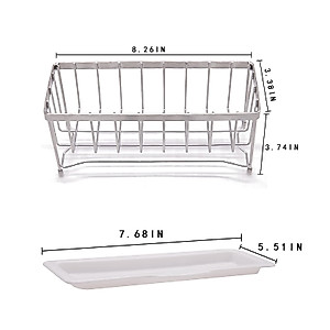 Biomoty Kitchen Countertop Sponge Holder, 304 Stainless Steel Kitchen Sink Organizers for Cleaning Tools, Dish Soap Organizer for Kitchen, Sink Scrubber Brush Caddy Holder with Removable Drain Tray