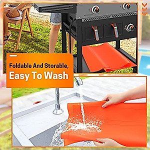 i-FSK Griddle Mat Silicone, Heavy Duty Food Grade Silicone Grill Mat, Customizable Size, Compatible with Blackstone 36", 30",28" Models for All Season BBQ Grill Mat Protection,Fathers Day Dad Gifts