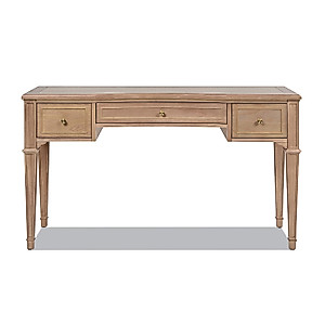 Jennifer Taylor Home JTH Luxe Dauphin 55" 3-Drawer Wood Executive Desk, Natural Brown Wood