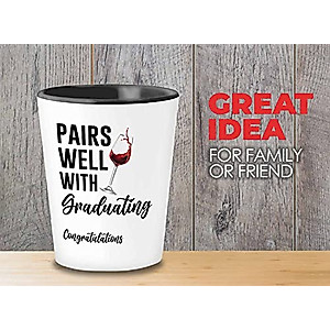 Bubble Hugs Wine Lover Shot Glass 1.5oz - Pairs Well With Graduating - Alcoholic Drinker Cocktail Wine Beer Graduation Savant School College