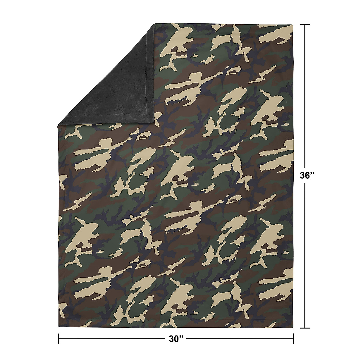 Sweet Jojo Designs Woodland Camo Baby Boy Blanket Receiving Security Swaddle for Newborn or Toddler Nursery Car Seat Stroller Soft Minky - Beige Green and Black Rustic Forest Camouflage
