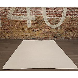 FLOKATI SHAG Stylish Berber Wool Jute Area Rug. Off White Ivory Color. 100% Natural Wool. Organic Wool Area Rug (8' x 10')