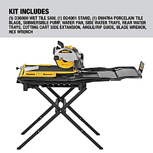 DEWALT Wet Tile Saw with Stand, 10 Inch, 15-Amp, 1,220 MWO, Corded (D36000S)