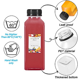 Janisfirst 48Pcs 12 oz Empty Plastic Juice Bottles with Caps,Reusable Clear Homemade Water Bottles Containers with Black Tamper Evident Caps for Juicing, Smoothie, Milk,Drinking and Other Beverages