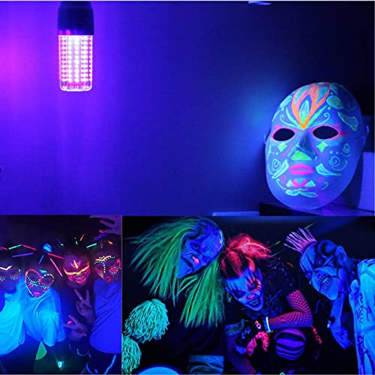 Kapata 15W LED UV Black Light Bulb Energy Saving UV Black Lights UVA Level 395-400nm, Glow in The Dark , 100W Black Fluorescent Light Equivalent E26 120V , 2- Pack