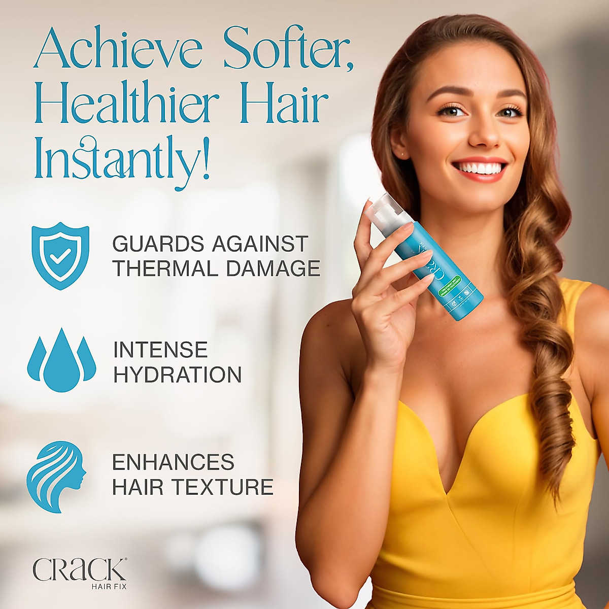 Crack HAIR FIX Mist Spray - Moisturizes & Protects Hair From Dryness & Thermal Damage, Improves Texture - 6 oz