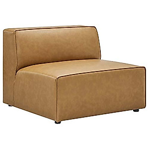 Modway Mingle Vegan Leather 7-Piece Sectional Sofa in Tan