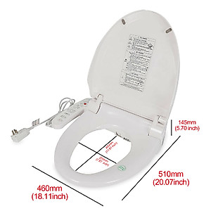 Heated Bidet Toilet Seat Round with Adjustable Water Temperature- Electric Smart Bidet Seat with Massage Function, Night Light | 1300W Flushing Power | Fits Standard Toilets