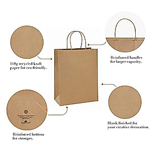 BagDream 10x5x13 Kraft Shopping Bags 100Pcs Brown Paper Bags Paper Gift Bags, Merchandise Bags, Retail Bags, Party Bags, 100% Recycled Paper Bags with Handles Bulk