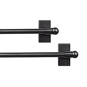 WL.Rocaille Adjustable Magnetic Rods for Mental Appliance, Doors, Windows,16 to 28 Inch/2 Pack/Easy Installation Toilet Towel Bar, Muti-Useful (Black, 2pack)