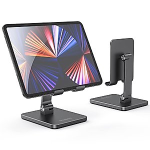 THREEKEY Tablet Stand,Cell Phone Stand, Metal Adjustable Phone Holder for Desk Compatible with iPhone iPad Mini/Air/Pro and All 4.7-11.9 Inch Tablet and Phone