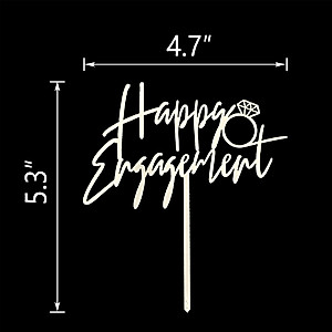 NSHYXXSPY Happy Engagement Cake Topper, Mirror Silver Just Engaged Cake Topper, Bridal Engagement, We're Engaged Wedding Decoration for Wedding Party Cake Decorations Supplies