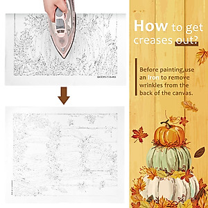 AnyDesign DIY Painting by Number Kits 16x20 inch Canvas Acrylic Filling Painting by Number Fall Pumpkin Oil painting Autumn Harvest Maple Leaves Farmhouse Painting Decor for Adults Kids Beginner