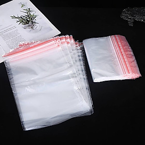 QANYEGN 3 Sizes Zip Lock Clear Plastic Bags, 100Pcs Reusable Ziplock bags, Food Grade PE Material for Candy, Nuts (10 × 15CM)