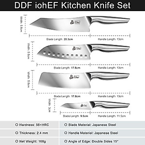 DDF iohEF Kitchen Knife Set, 4 Piece Professional Ultra Sharp Knives Set, Japanese High Carbon Stainless Steel Chef Knife Set for Home and Kitchen