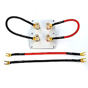 WJSTN 001 Fork Spade Plug to Spade Plug Speaker Jumper Cable，U-Shaped Y-Plug Terminal Jumper Cable, 4 Pack 8 in