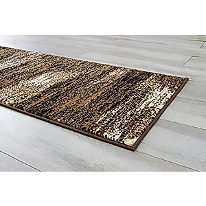 Champion Rugs Modern Contemporary Brush Brown Mocha Area Rug (2 Feet X 7 Feet Runner)