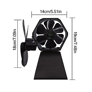 UXZDX CUJUX Foreign Trade Fireplace Thermal Power Double Fan Blade Fan Wood Fireplace Fan (Color : Black, Size : 181419cm)