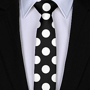 YEAHSPACE Polka Dot Tie Black And White Necktie Men's Ties for Wedding Prom Uniform-polka dot black and white (13), One Size