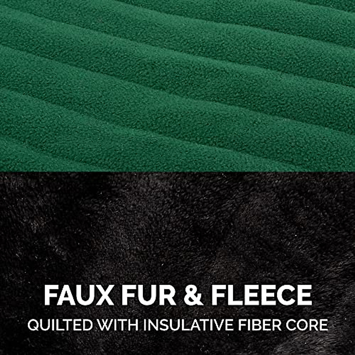 Furhaven Medium Dog Coat Flex-Fit Reversible Faux Fur & Quilted Fleece Jacket, Washable - Black/Green, Medium