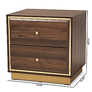 Baxton Studio Cormac Nightstands, Walnut Brown/Gold
