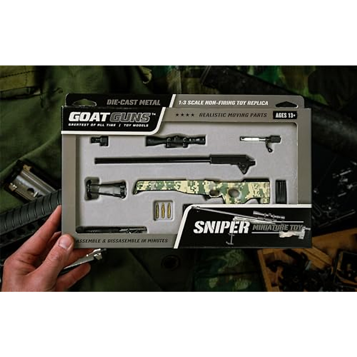 GoatGuns Miniature SR Model Camouflage | 1:3 Scale Diecast Metal Build Kit