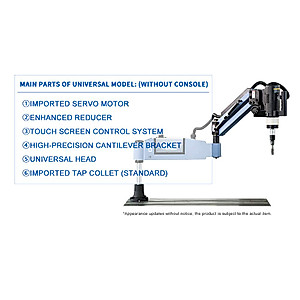 US Stock M4-M24 Tap Collets 1200mm Arm 360° Universal Tapping Machine Electric Tapper 550rpm With ANSI Imperial Collets