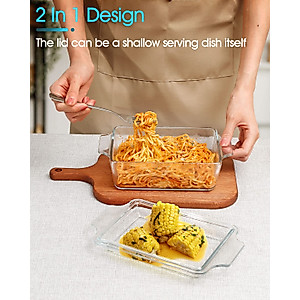 Mini-1 QT (5.7in x 7in) Rectangular Glass Casserole Dish With Glass Lid, (Single Serving) Glass Bakeware with Lid Glass Microwave Casserole Dish Lidded Small Casserole Dish