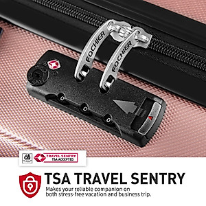 FOCHIER F Carry On Luggage Airline Approved with Spinner Wheels,PC+ABS, 20inch Hard Shell LIghtweight Small Travel Suitcase Carry-On Suitcase With Wheels & TSA Lock,Rose Gold