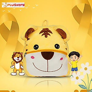 PLUSHIFY Tiger Toddler Backpack - 13 Inch Yellow Backpack for Boys and Girls, Ages 3 and Up - Adorable and Practical Companion for Little Explorers. (Tiger)