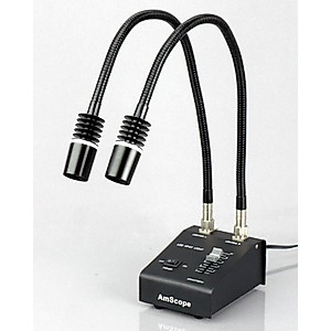 AmScope SM-1TSW2-L6W-10M Digital Professional Trinocular Stereo Zoom Microscope, WH10x and WH25x Eyepieces, 3.5X-225X Magnification, 0.7X-4.5X Zoom Objective, 6W Dual-Gooseneck LED Light, Pillar Stand, 85V-265V, Includes 0.5X and 2.0X Barlow Lenses, Inclu