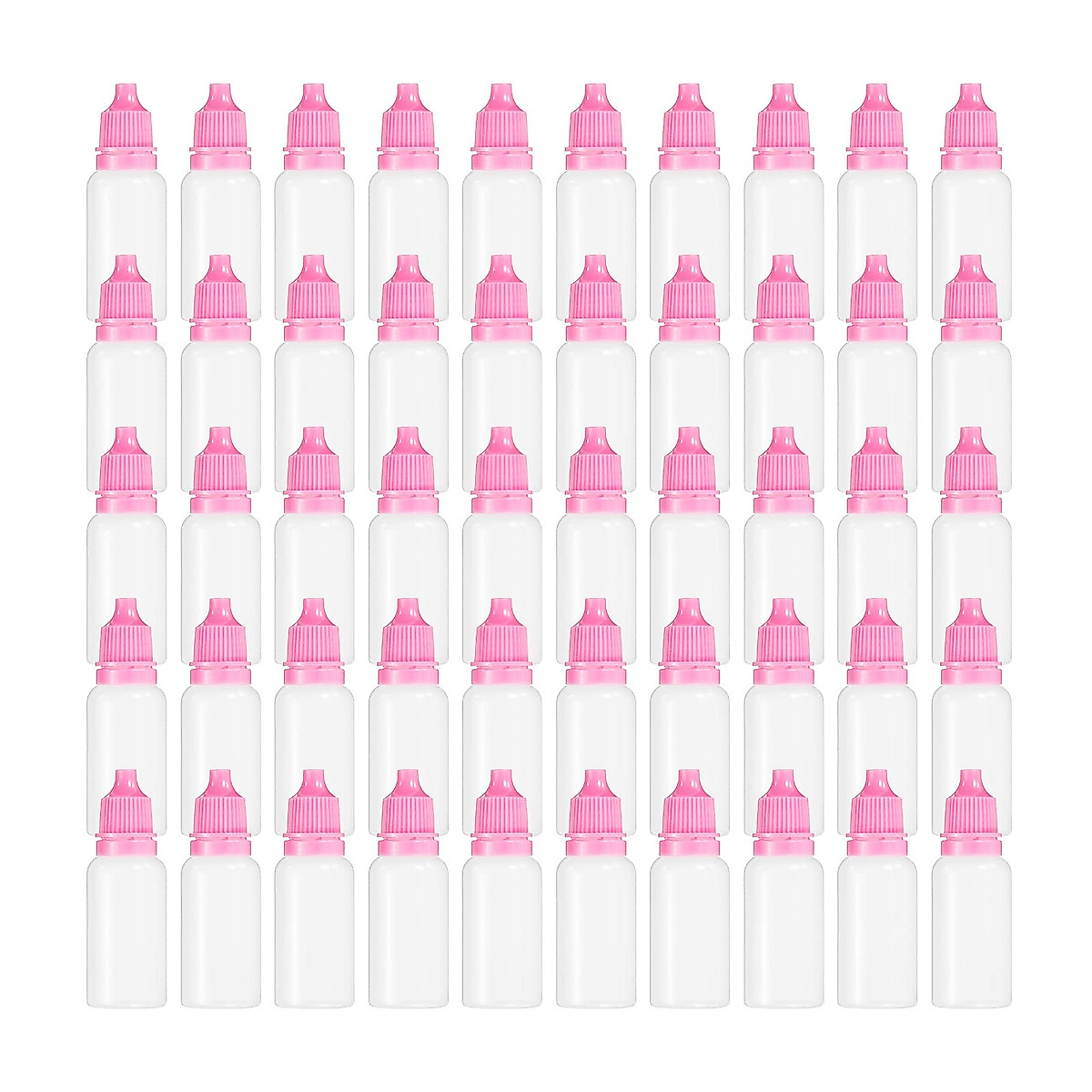 PATIKIL 15ml Liquid Dropper Bottle, 50 Pack PE Squeezable Dropping Eye Dropper Container with PP Cap for Home Travel, Pink