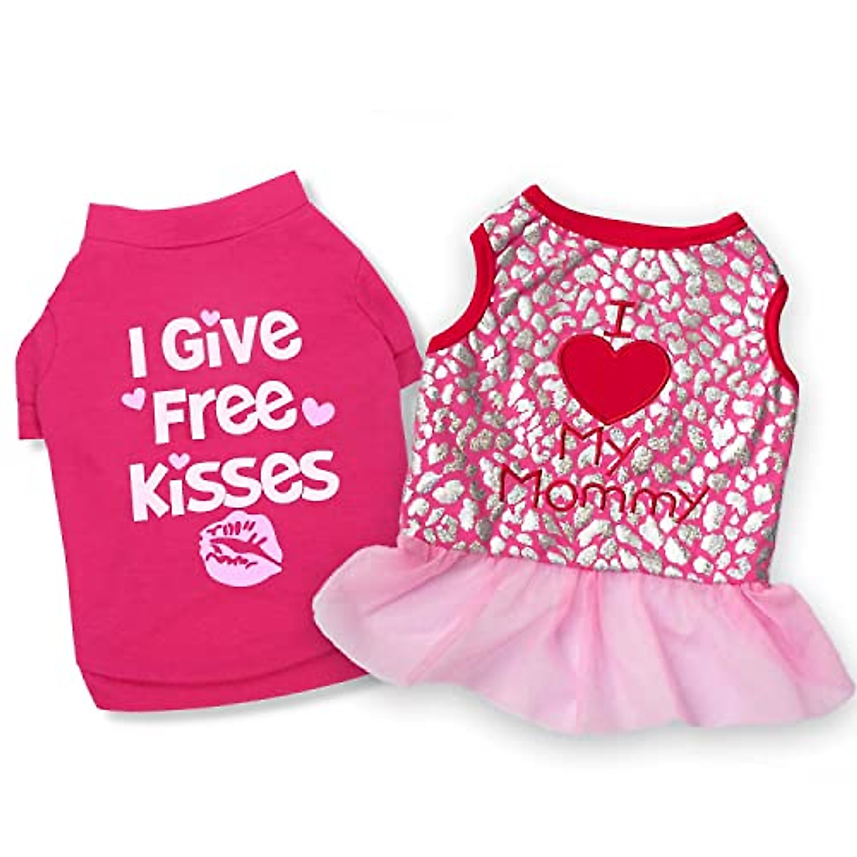 Ollypet Dog Dress and T-Shirt Set of 2 Cute Dog Clothes for Small Dogs XS-XL 2-Pack (X-Small)