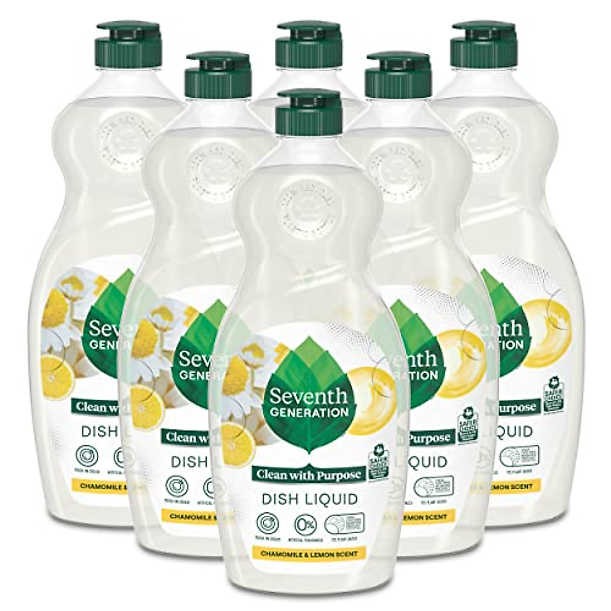Seventh Generation Dish Soap Liquid Chamomile & Lemon Scent Pack of 6 Dishwashing Soap Dish Detergent Liquid Soap 19 oz