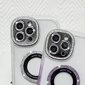 Uioeua Compatible with iPhone 13 Pro Max Magnetic Transparent Sparkle Case,Luxury Bling Clear Shockproof MagSafe Case with Full Camera Len Protector for iPhone 13 Pro Max Women Girl Men-White