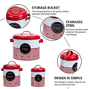 Alipis Potato Onion Storage Box, Set of 3 Kitchen Storage Canisters Jars Pots Containers Pantry Organizer Tin Vegetable Fresh Keeper with Aerating Tin Storage Holes