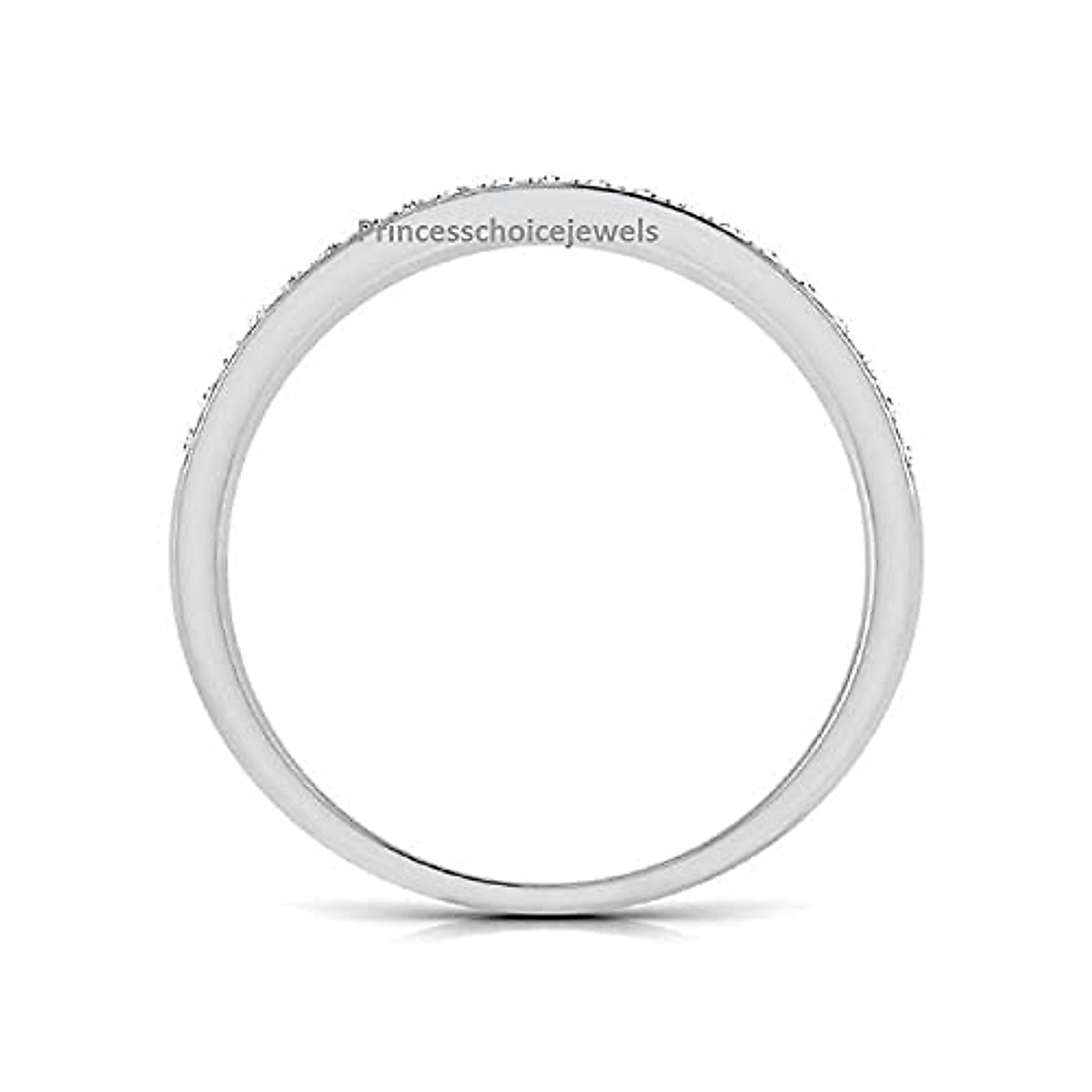 PB Collection Ladies Half Eternity 925 Sterling Silver Stackable Band Ring Cubic Zirconia Wedding Band Ring for Women Channel Setting 5