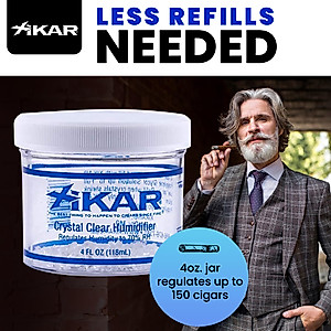 XIKAR Crystal Gel Humidifier Jar for Cigar Humidors, 4oz - Reusable Crystals for Premium Cigar Humidification - Regulates 70% Relative Humidity and Lasts up to 90 Days, Ideal for 150 Cigars