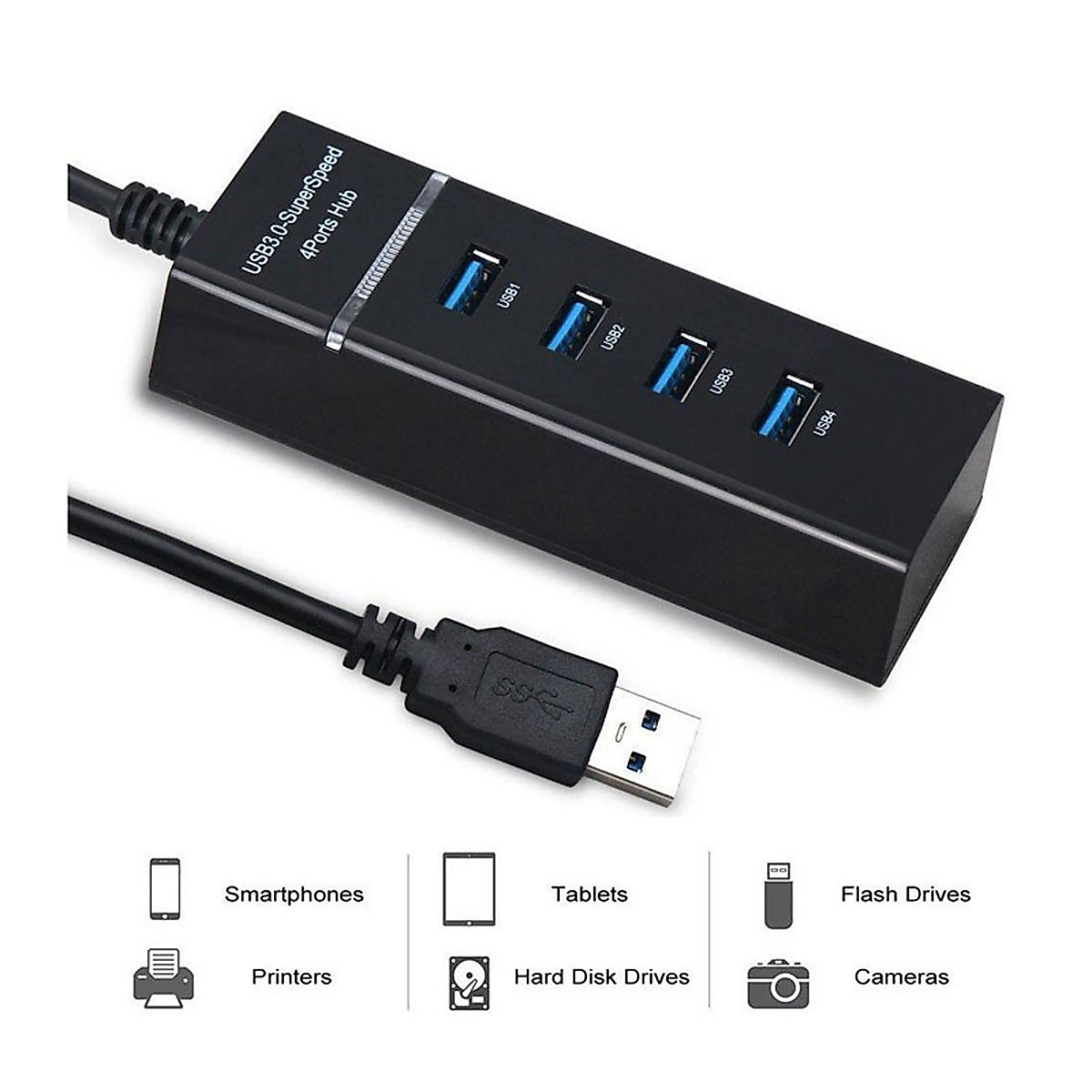XBOSS C8 4 Port USB 3.0 Hub High Speed 5Gbps Transfer Speed Lightweight USB Cable Adapter for PS4/PS4 Slim/Ps4 Pro/XBOX ONE/XBOX360/Computer Laptop PC
