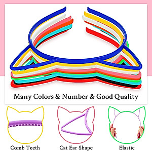 Chunyin 70 Pcs Cat Ears Headband for Kids Girls Women Plastic Headbands, 14 Colors (5 Pieces for Each Color)