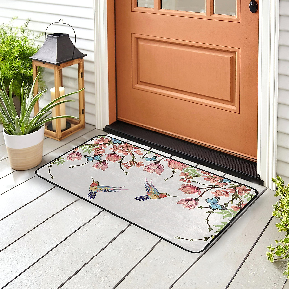 Hummingbird Kitchen Mats 39 X 20 Inch Butterfly Kitchen Floor Mat Anti Fatigue Comfort Kitchen Rug Non Slip Oil Stain Carpet for Home Bath Outdoor Decor