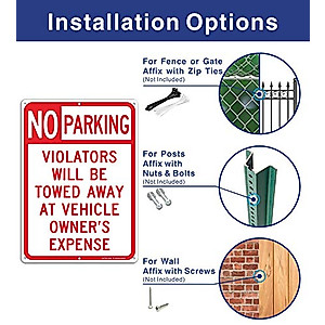 4 pack No Parking Sign, Violators Will Be Towed Away at Vehicle Owners Expense, 14 X 10 Reflective .40 Rust Free Aluminum, UV Protected, Weather Resistant, Waterproof, Durable Ink，Easy to Mount