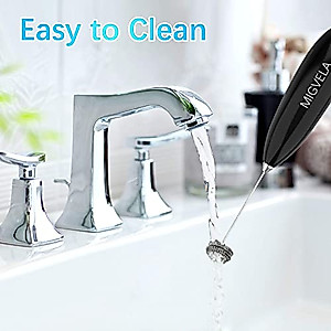 MIGVELA Coffee Milk Frother Handheld Electric Double Whisk Drink Mixer Battery Operated One-Button Hand Held Mini Foam Maker with Stand for Coffee Latte Cappuccino Hot Chocolate