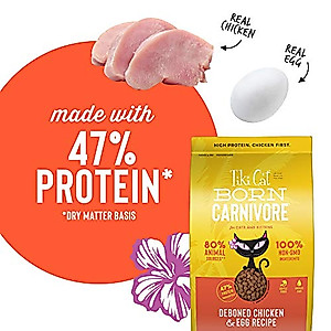 Tiki Cat Born Carnivore High Protein, Deboned Chicken & Egg, Grain-Free Baked Kibble to Maximize Nutrients, Dry Cat Food, 5.6 lbs. Bag